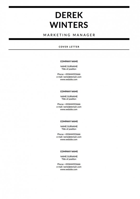 Derek Winters Resume - Monochrome Template